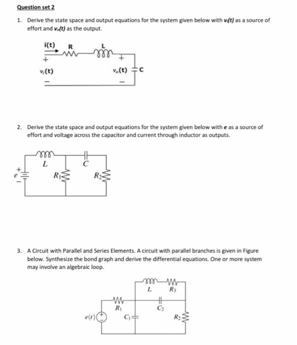 Solved 1-Derive the state space and output equations for the | Chegg.com