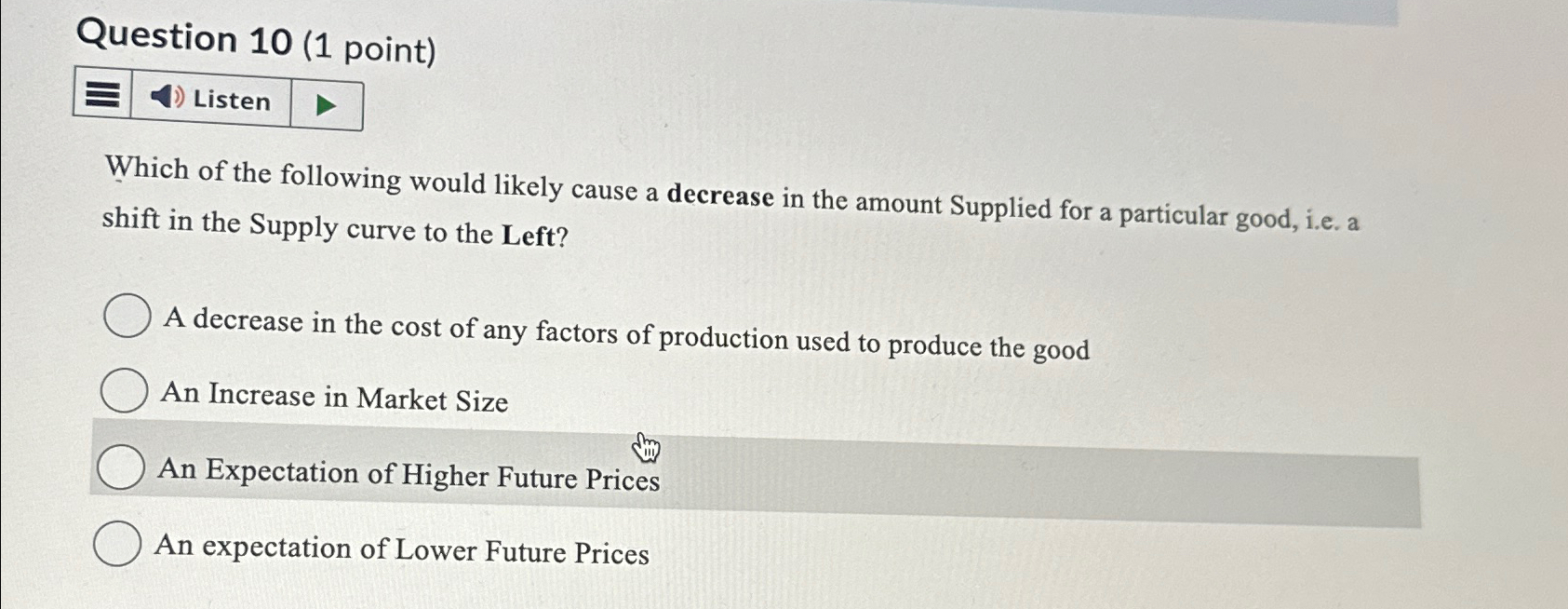 Solved Question 10 (1 ﻿point)ListenWhich of the following | Chegg.com