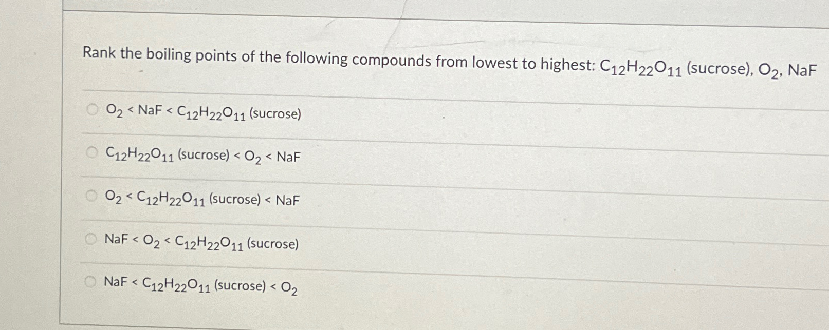 Solved Rank the boiling points of the following compounds | Chegg.com