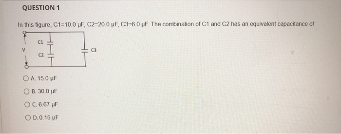 Solved QUESTION 1 In this figure, C1=10.0 pF, C2=20.0 pF, | Chegg.com