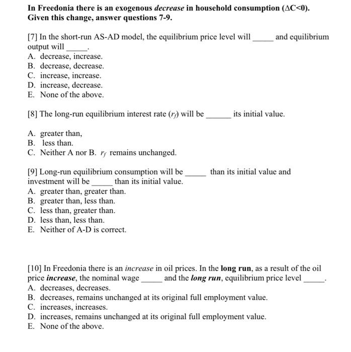 Solved In Freedonia there is an exogenous decrease in | Chegg.com