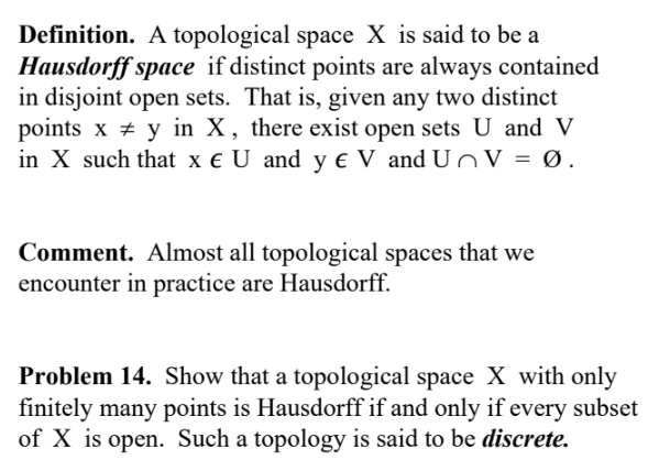 Solved Definition. A topological space x ﻿is said to be | Chegg.com