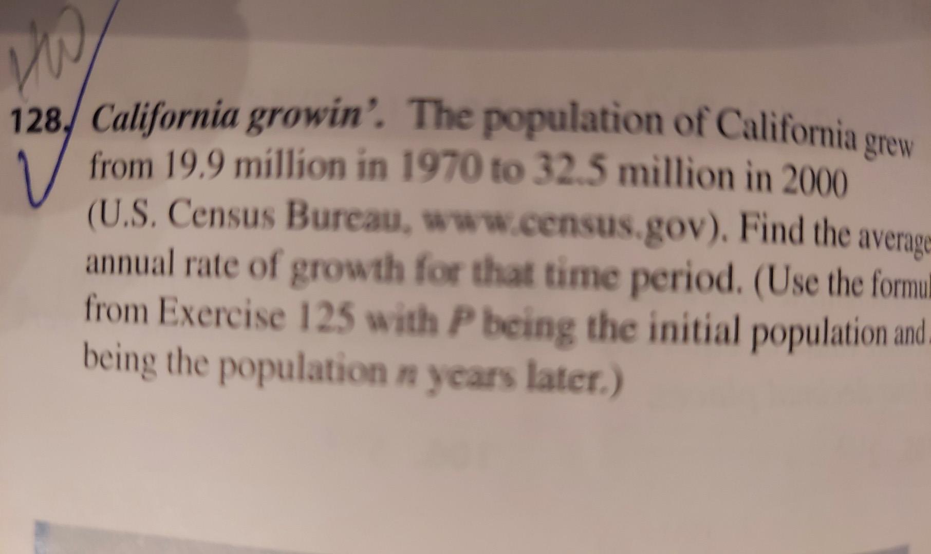 Solved 28. California growin'. The population of California | Chegg.com