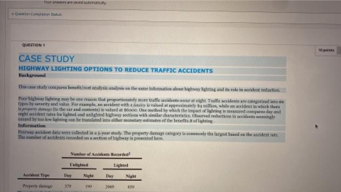 Solved CASE STUDY HIGHWAY LIGHTING OPTIONS TO REDUCE TRAFFIC | Chegg.com