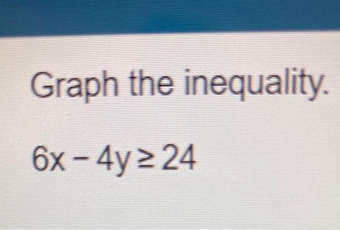 Solved Graph the inequality. 6x−4y≥24 | Chegg.com