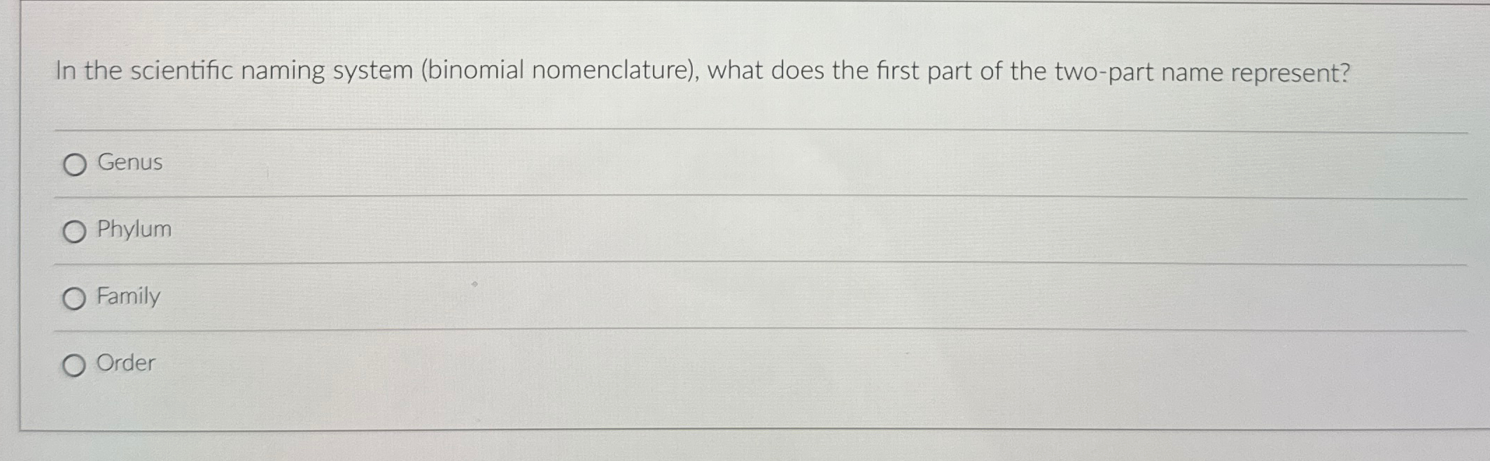 Solved In the scientific naming system (binomial | Chegg.com