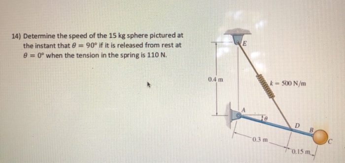 Solved 14) Determine the speed of the 15 kg sphere pictured | Chegg.com