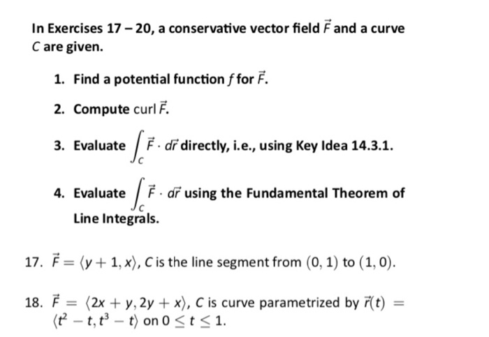 Solved In Exercises 17 - 20, a conservative vector field F | Chegg.com