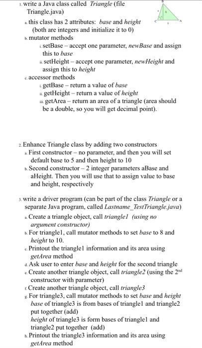 Solved write a Java class called Triangle (file | Chegg.com