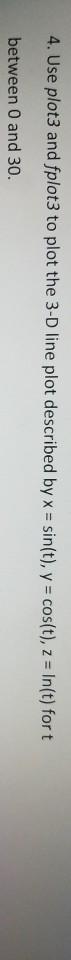 Solved 4. Use plot3 and fplot3 to plot the 3-D line plot | Chegg.com