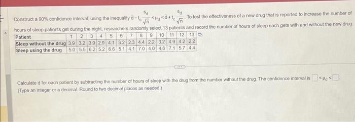 Solved Calculate d for each patient by subtracting the | Chegg.com