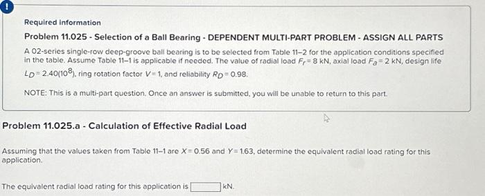 Solved Required information Problem 11.025 - Selection of a | Chegg.com