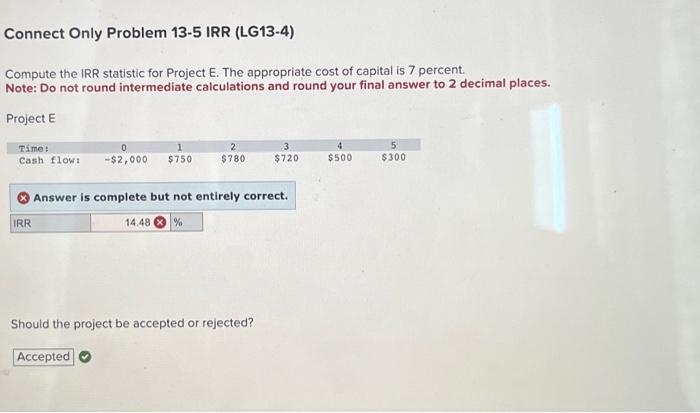 Solved Compute the IRR statistic for Project E. The | Chegg.com