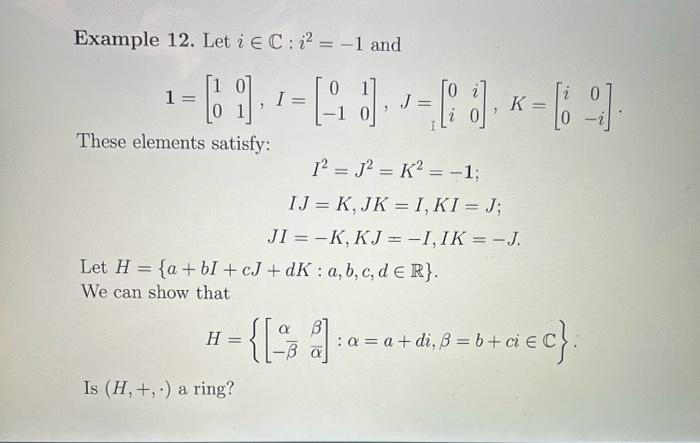 Solved Example 12. Let i∈C:i2=−1 and | Chegg.com
