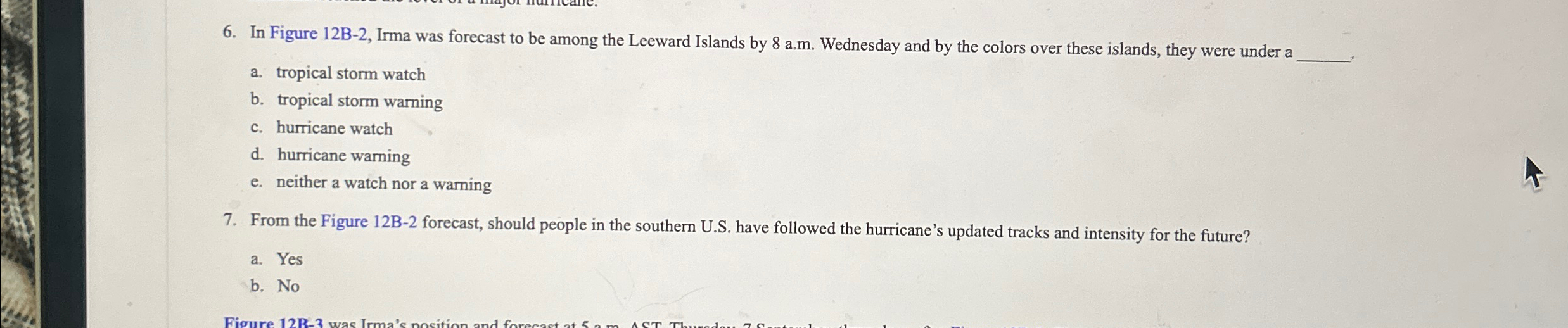 Solved In Figure 12B-2, ﻿Irma was forecast to be among the | Chegg.com