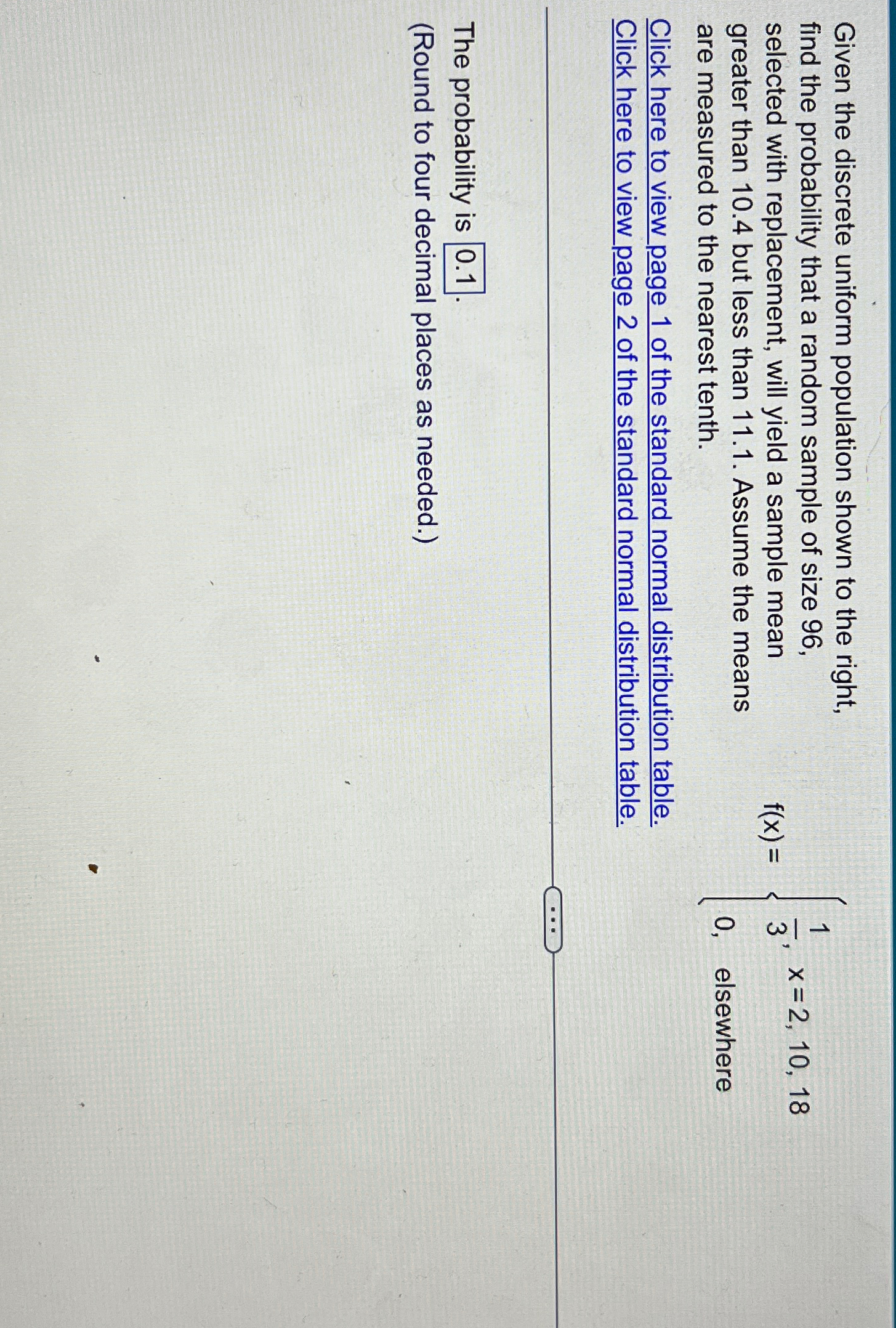 Solved Given the discrete uniform population shown to the | Chegg.com