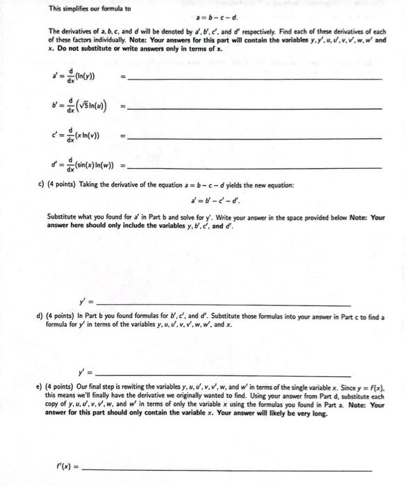 Solved Problem 1: Guided Derivative Calculation (42 points) | Chegg.com