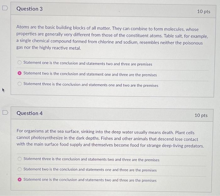 Question 3 10 pts Atoms are the basic building blocks | Chegg.com
