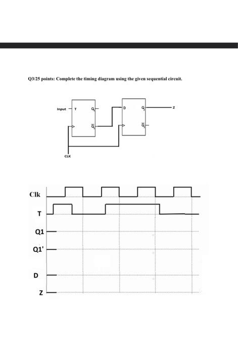 Solved Q3/25 points: Complete the timing diagram using the | Chegg.com