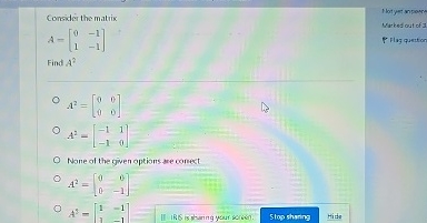 Solved Consider the matrixA=[0-11-1]Ilotyer mpoweFind | Chegg.com