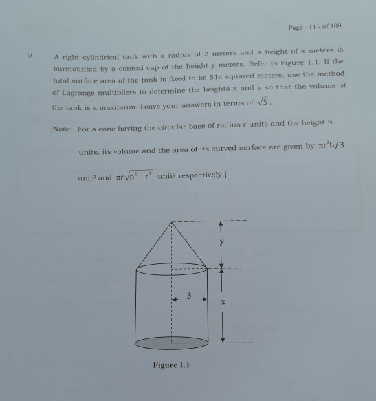 Solved Page - 11 - of 109 2. A right cylindrical tank with a | Chegg.com