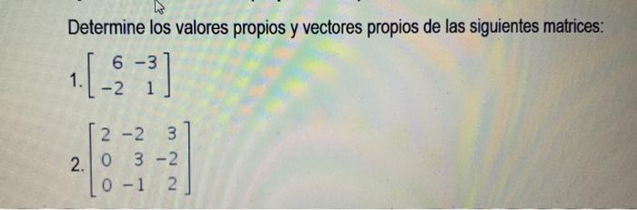 Solved Determine los valores propios y vectores propios de | Chegg.com