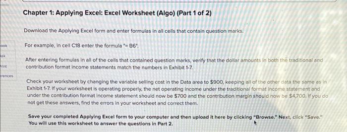 Solved ook sk int rences Chapter 1: Applying Excel: Excel | Chegg.com