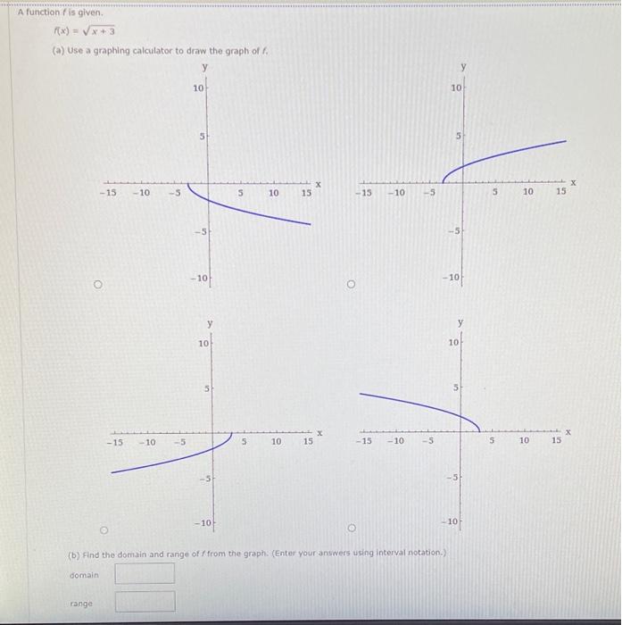 Solved f(x)=x+3 domain range | Chegg.com