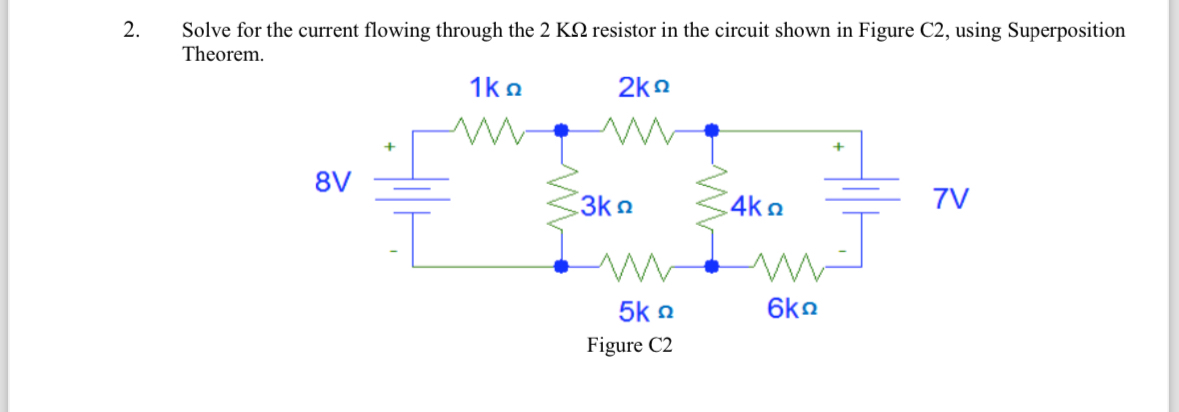 Solved Solve for the current flowing through the 2KΩ | Chegg.com