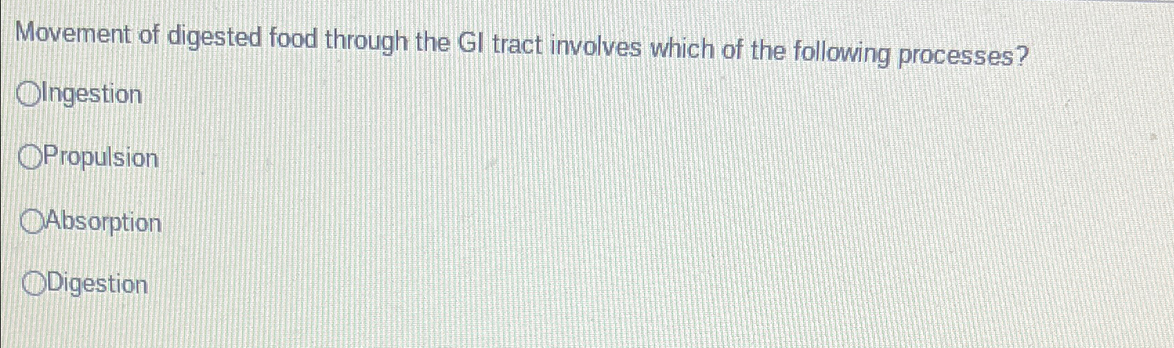Solved Movement of digested food through the GI tract | Chegg.com