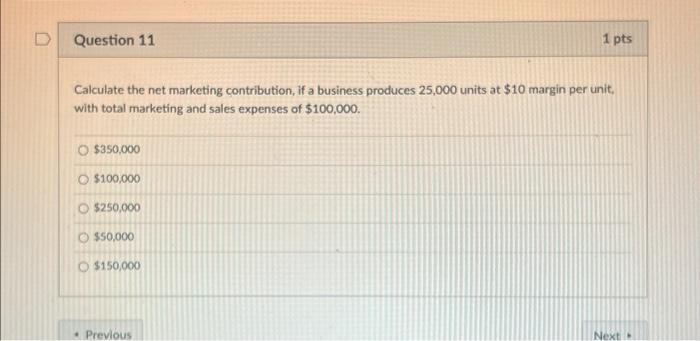 Solved Calculate the net marketing contribution, if a | Chegg.com