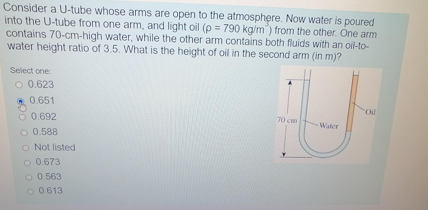 Solved Consider a U-tube whose arms are open to the | Chegg.com