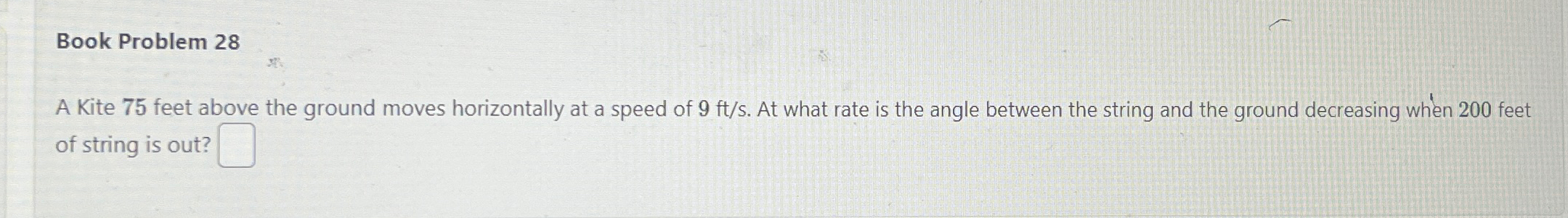 Solved Book Problem 28A Kite 75 ﻿feet above the ground moves | Chegg.com