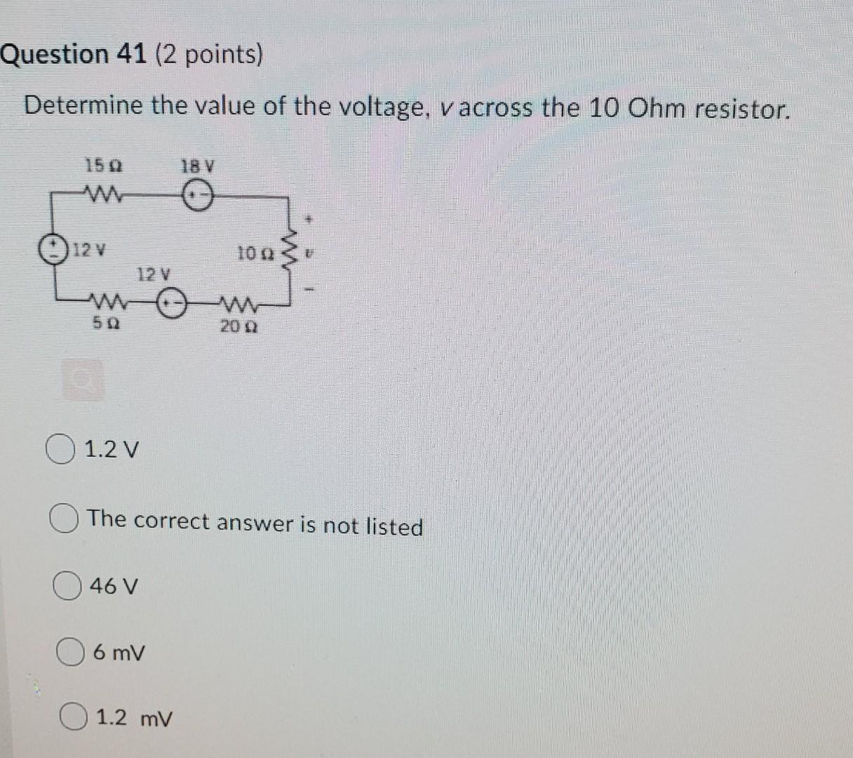 Solved Question 41 (2 points) Determine the value of the | Chegg.com