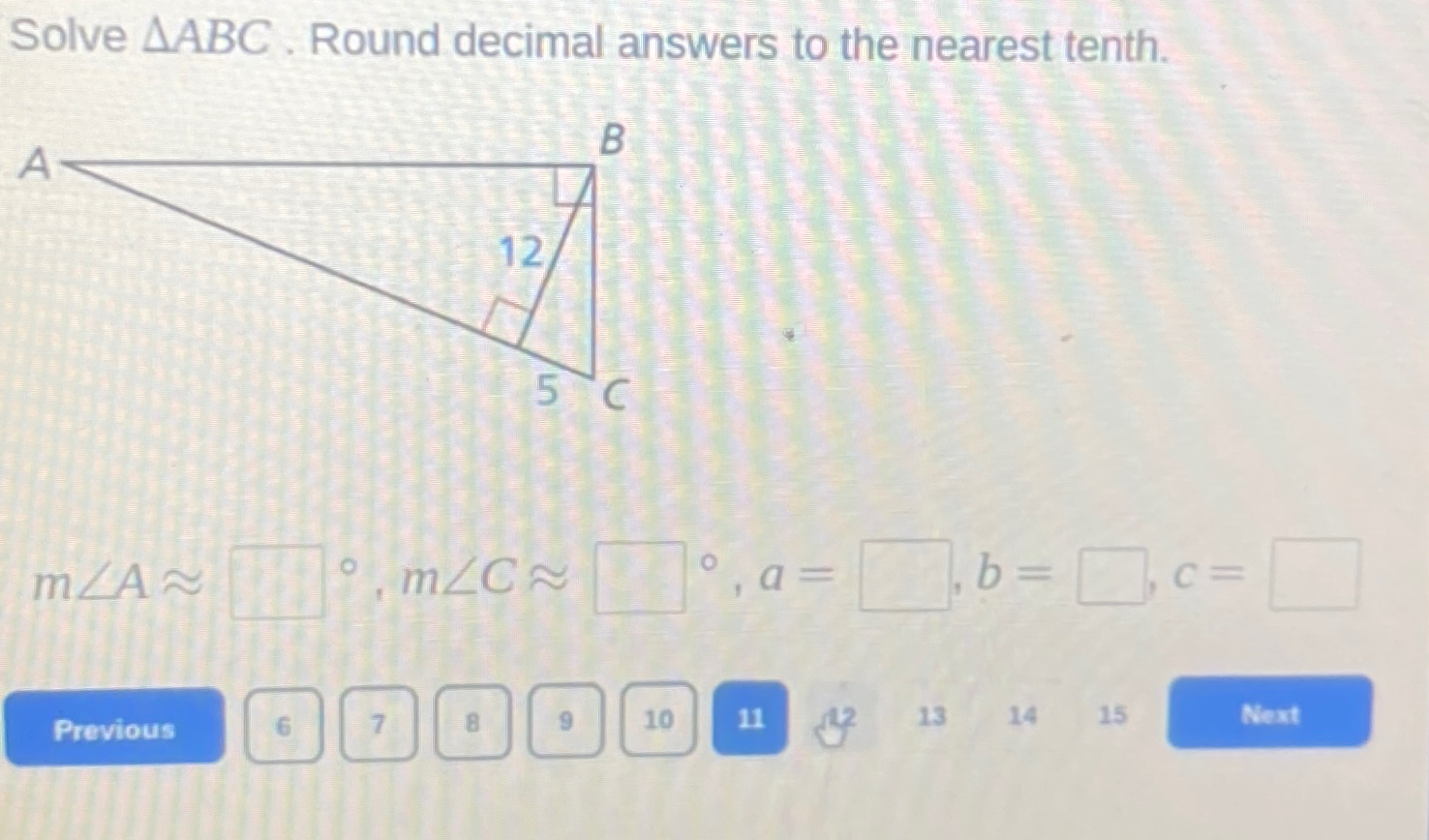 Solved Solve ????ABC. ﻿Round decimal answers to the nearest | Chegg.com
