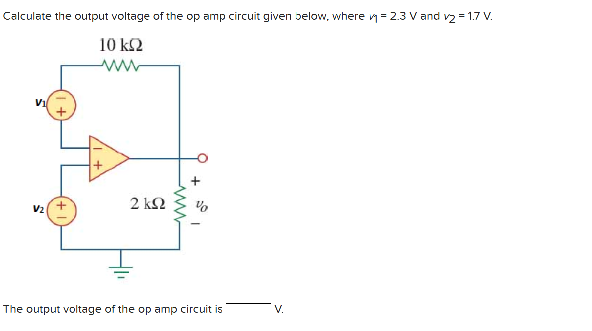 Calculate the output voltage of ﻿the op ﻿amp circuit | Chegg.com