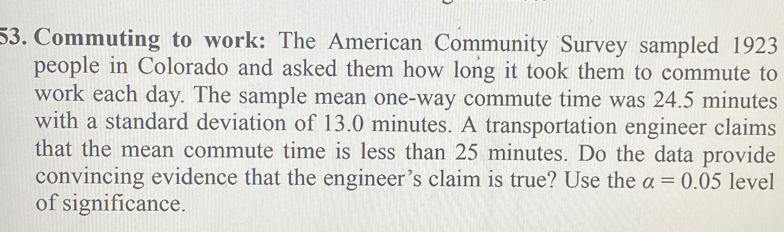 Solved Commuting to work: The American Community Survey | Chegg.com