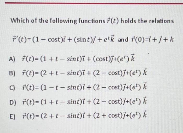 Solved Which Of The Following Functions R T Holds The