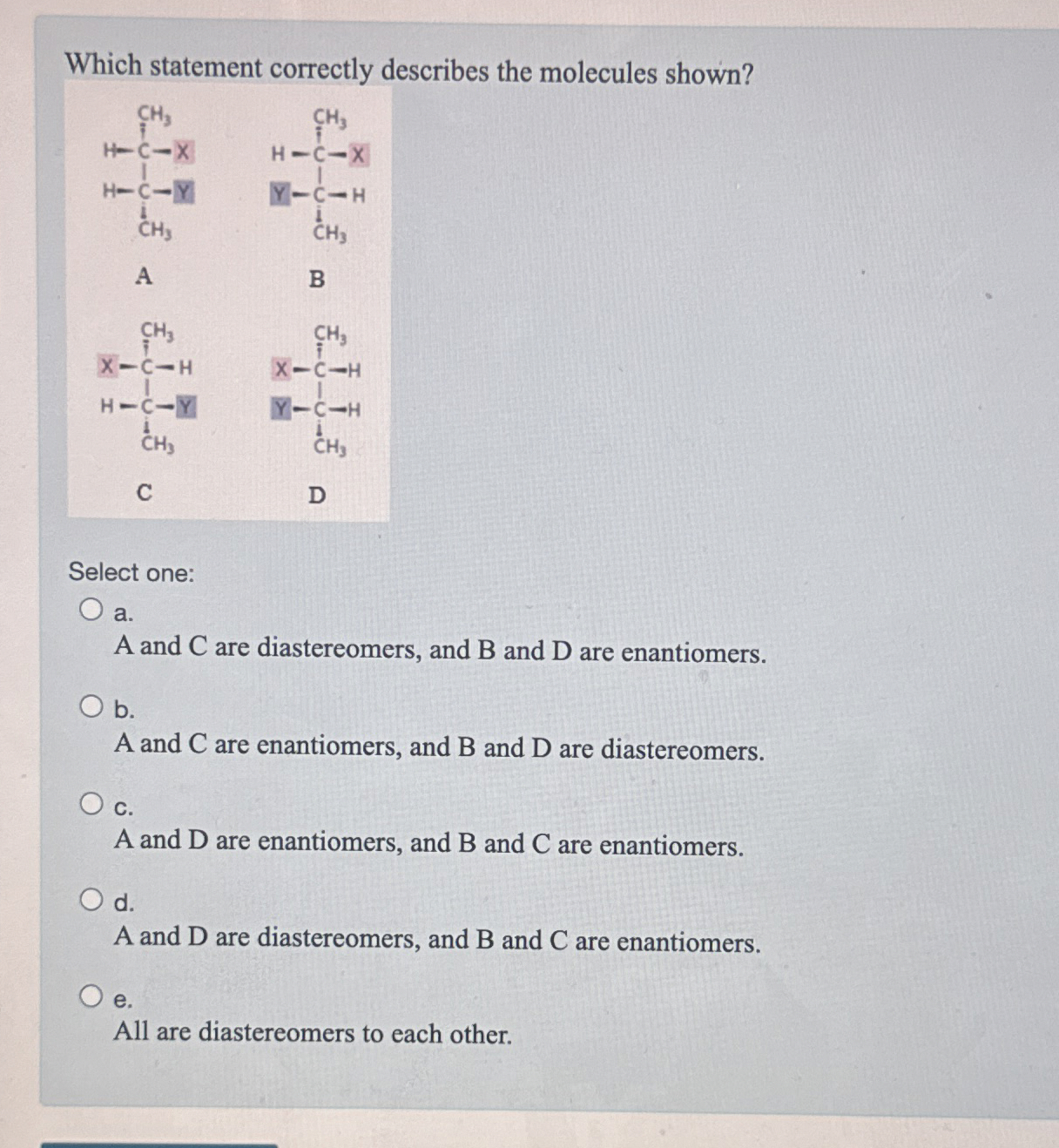 Solved Which statement correctly describes the molecules | Chegg.com