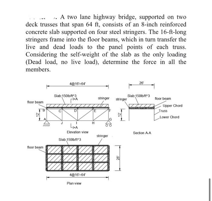Solved .. . A two lane highway bridge, supported on two deck | Chegg.com