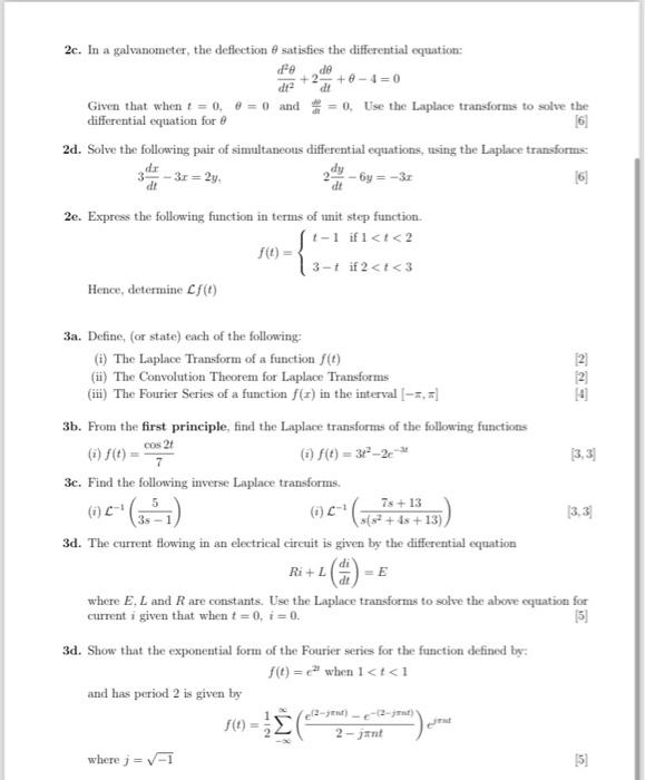 Solved 2c. In a galvanometer, the deflection θ satisfies the | Chegg.com