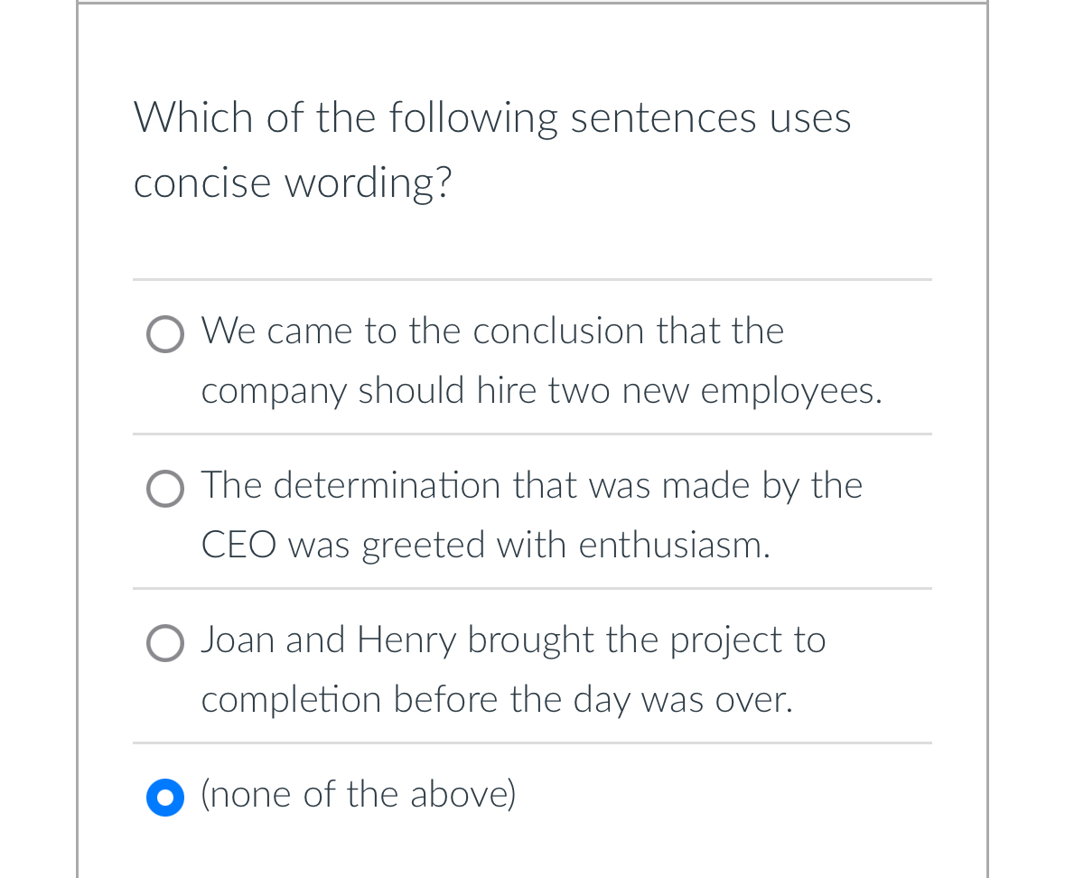 Solved Which of the following sentences usesconcise | Chegg.com