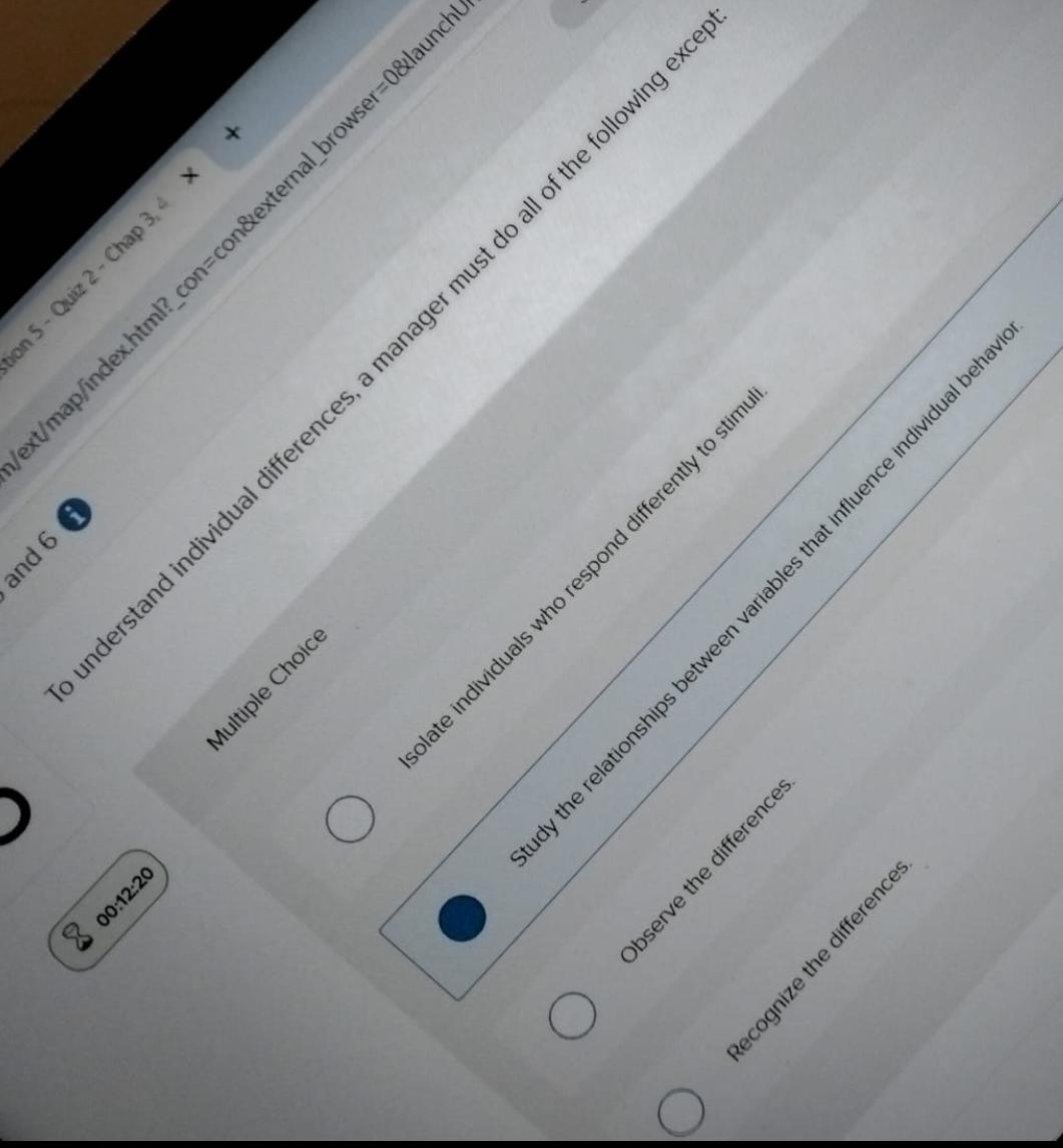 Solved To understand individual differences, a manager must | Chegg.com