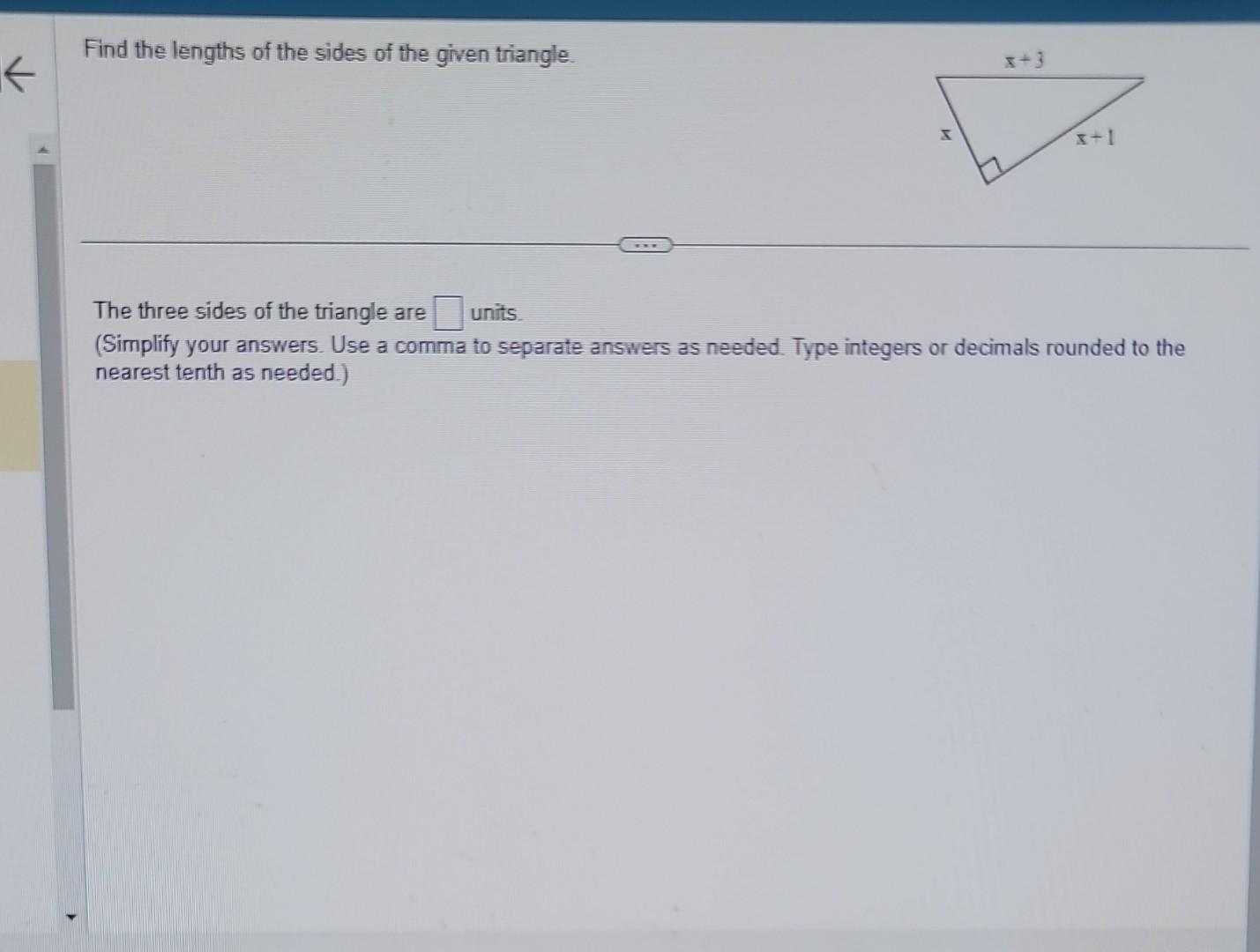 Solved Find the lengths of the sides of the given triangle. | Chegg.com