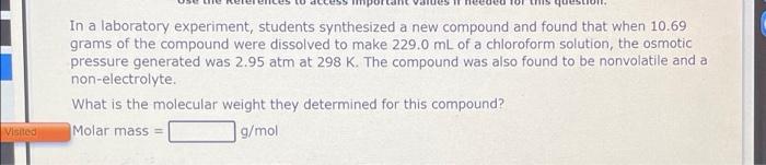 Solved In a laboratory experiment, students synthesized a | Chegg.com