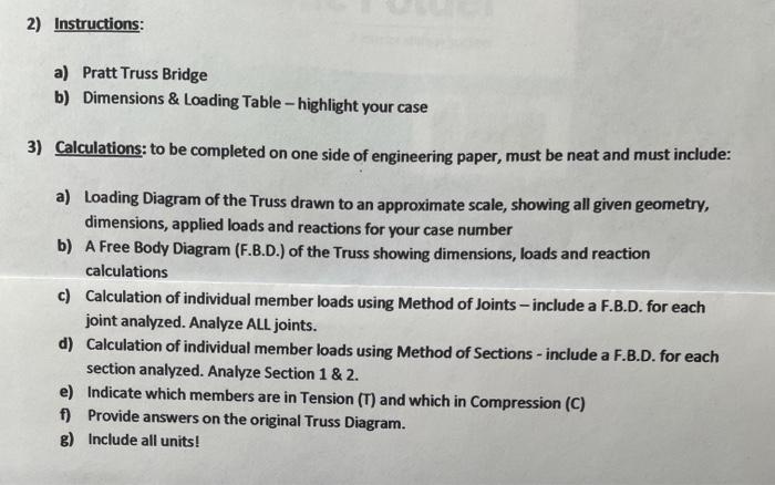 Solved 2) Instructions: a) Pratt Truss Bridge b) Dimensions | Chegg.com
