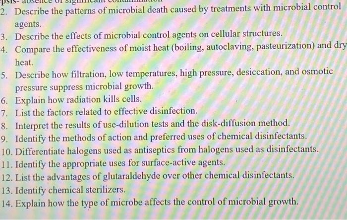 Solved 2. Describe the patterns of microbial death caused by | Chegg.com