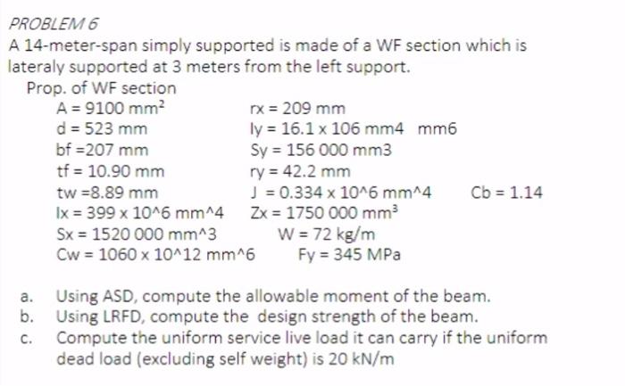 Solved PROBLEM 6 A 14-meter-span simply supported is made of | Chegg.com