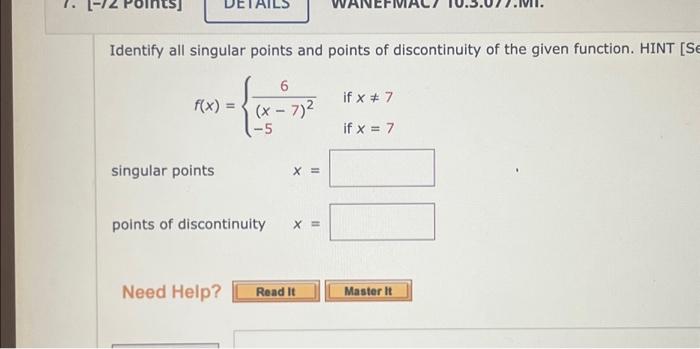 Solved Identify all singular points and points of | Chegg.com