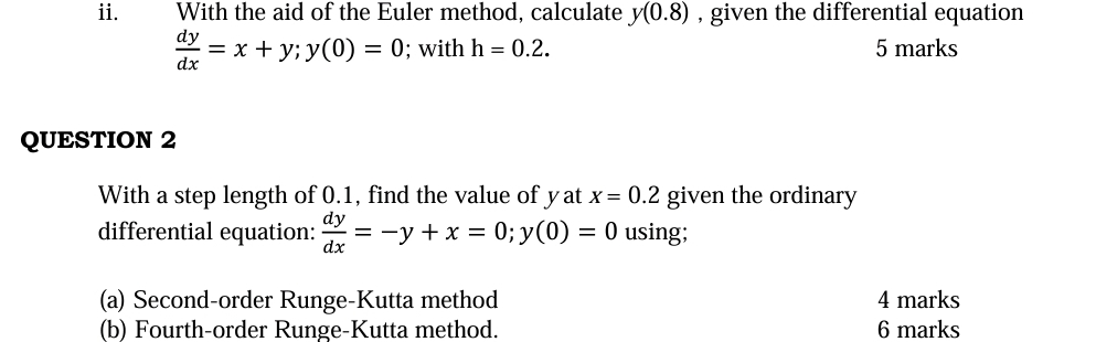 Solved ii. ﻿With the aid of the Euler method, calculate | Chegg.com